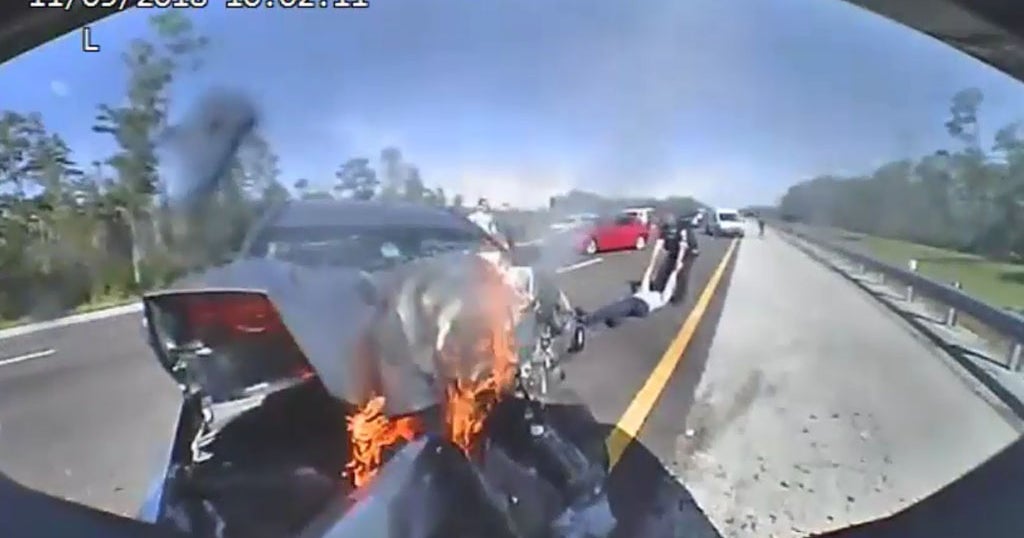 VIDEO: Dramatic Crash Of Car Careening Into Back Of FHP SUV - CBS Miami