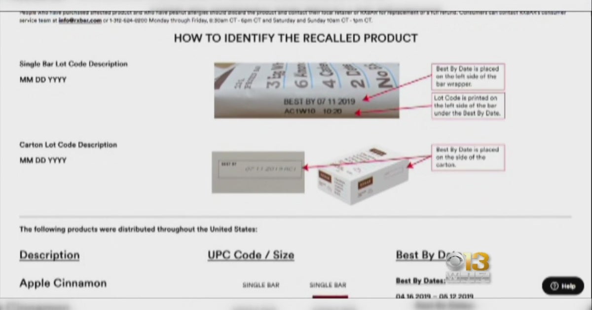 RX Protein Bars Recalled For Potential Peanut Contamination - CBS Baltimore
