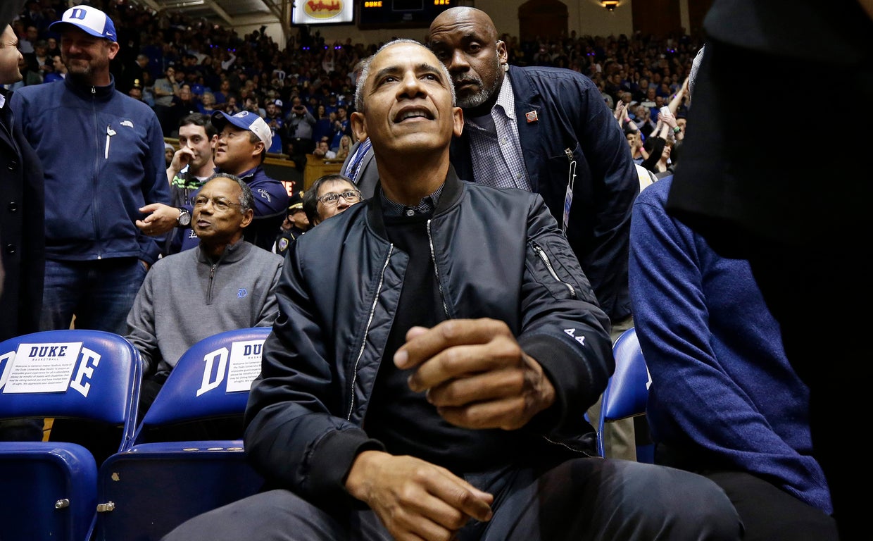 Obama bomber jacket: Barack Obama wore a custom "44" jacket to the Duke ...