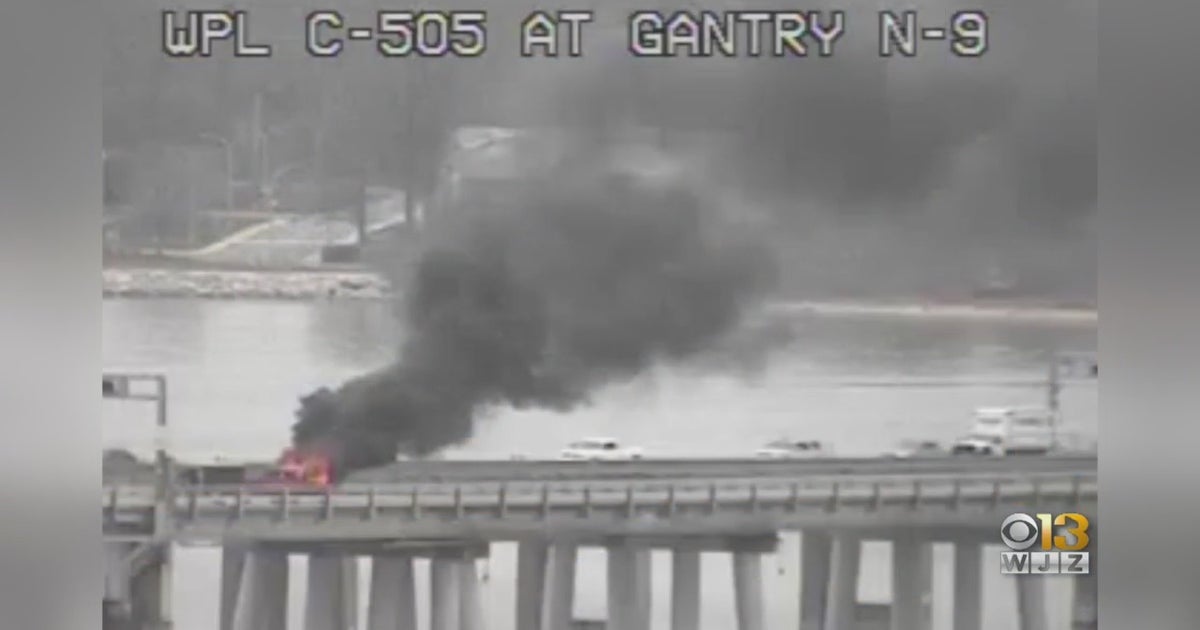 Officials Respond To Vehicle Fire On Bay Bridge - CBS Baltimore