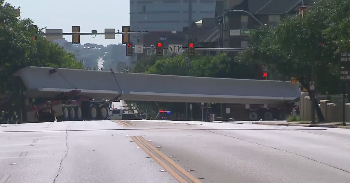 Concrete Bridge Support Beam Blocked Busy Fort Worth Intersection For ...