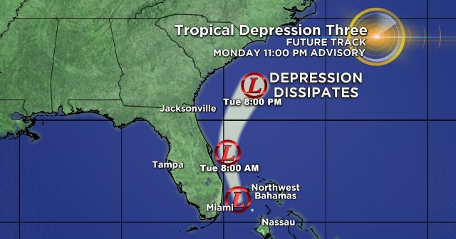 Tropical Depression No. 3 Forms To Southeast Of Florida Coast - CBS Miami