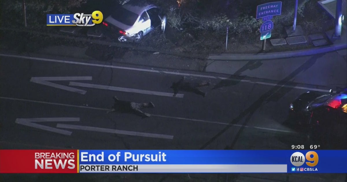 LAPD Pursuit Of Suspected Stolen Vehicle Ends In Crash, 2 In Custody - CBS Los Angeles