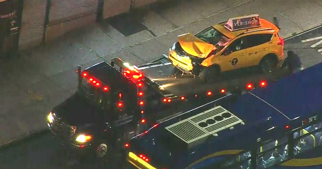Taxi Crashes Into Entrance To Subway Station In Queens - CBS New York