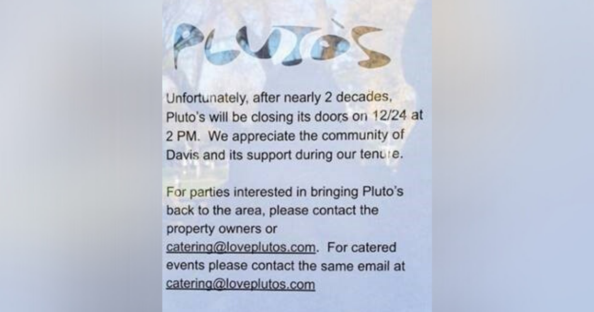Pluto's Restaurant In Davis Closing Due To Rising Rent - Good Day ...