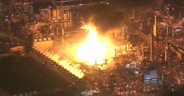 Explosion and fire breaks out at California oil refinery - CBS News