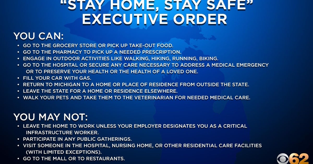 'Stay Home, Stay Safe' Executive Order: Here's What To Know - CBS Detroit