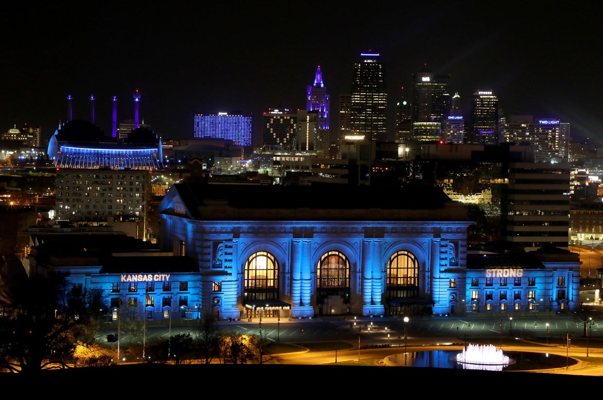 "Giant hug": Structures nationwide light up in bright blue to thank ...