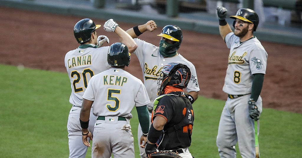 Mark Canha's 3-Run Homer in 9th Lifts Swingin' A's Over Giants Again ...