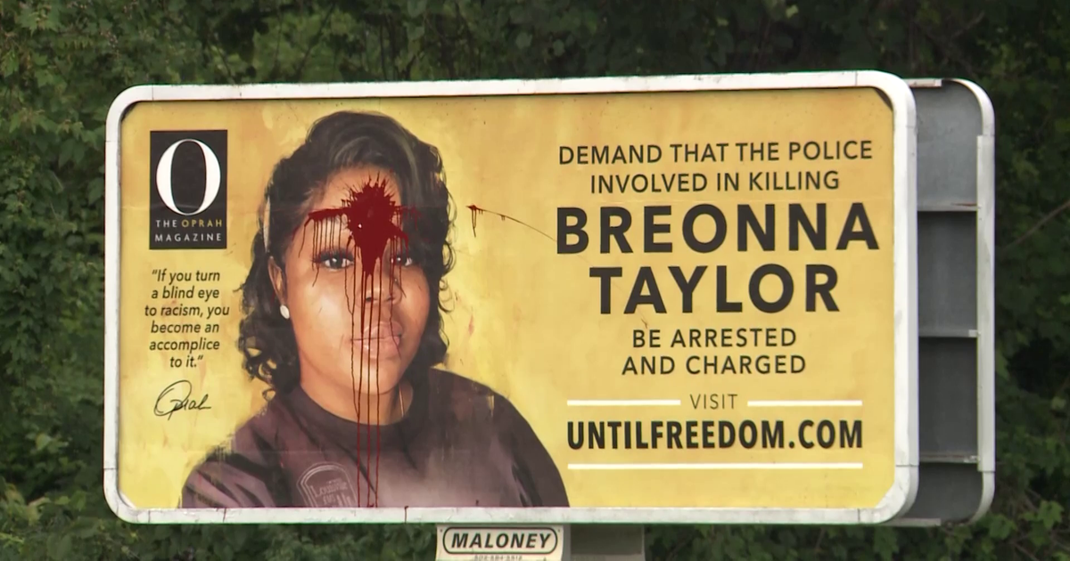Breonna Taylor billboard in Kentucky vandalized with red paint ...