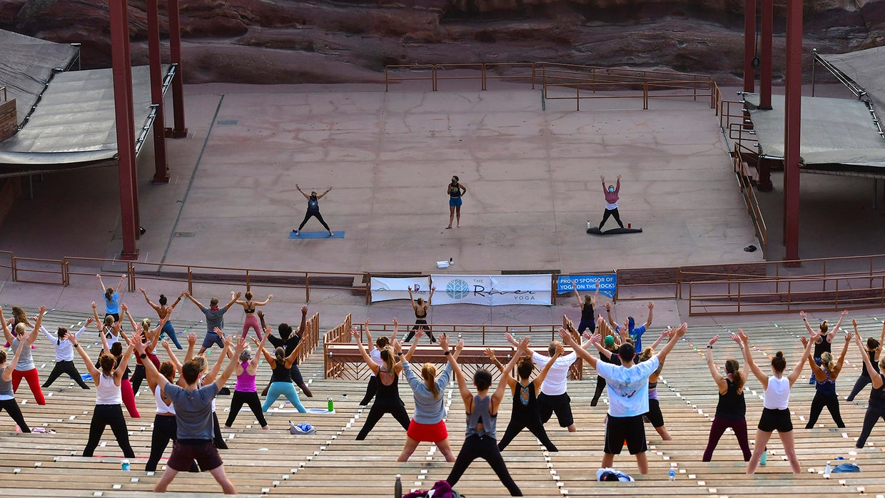 Socially Distanced Yoga On The Rocks At Red Rocks Amphitheatre