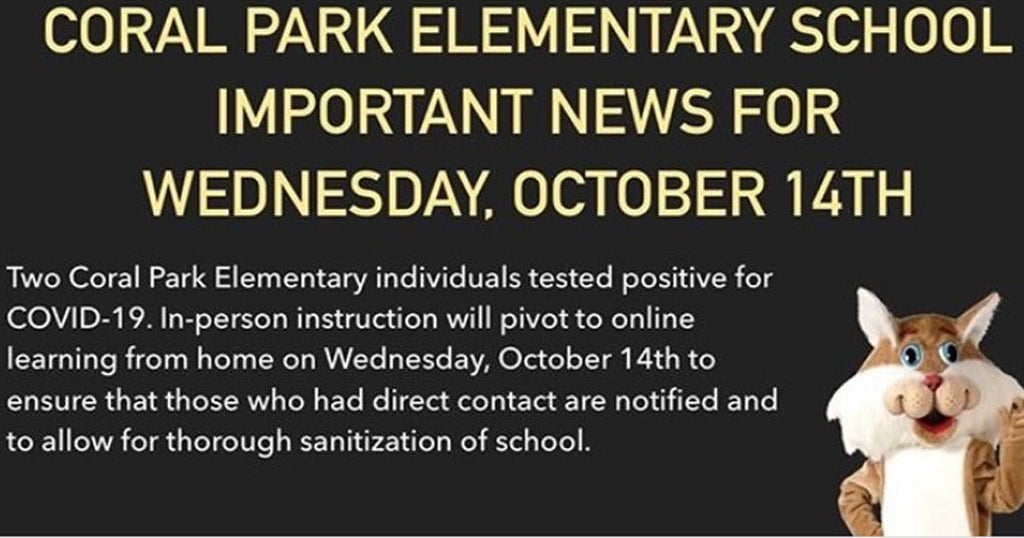 Coral Park Elementary Switches To Online Learning Wednesday, At Least ...
