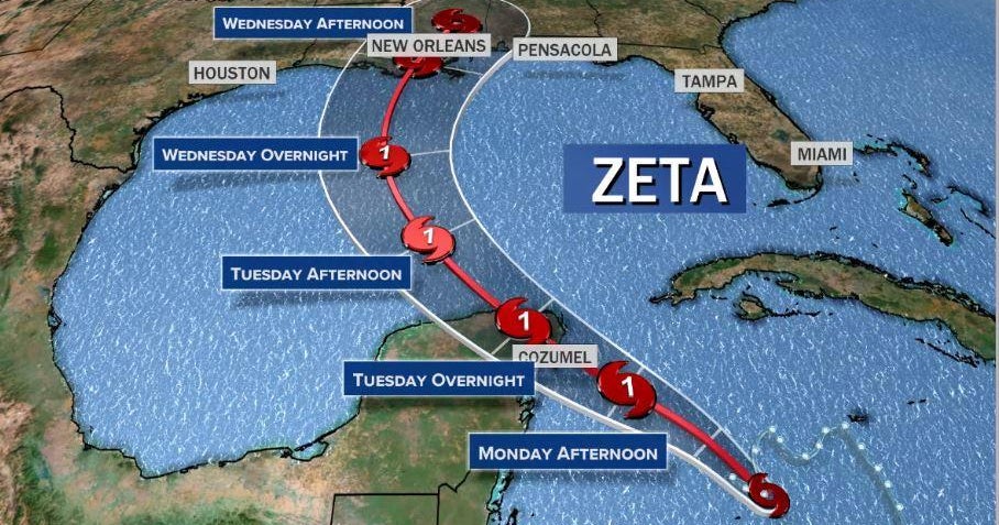 Hurricane Zeta forms in the Atlantic as it moves toward the Gulf Coast ...