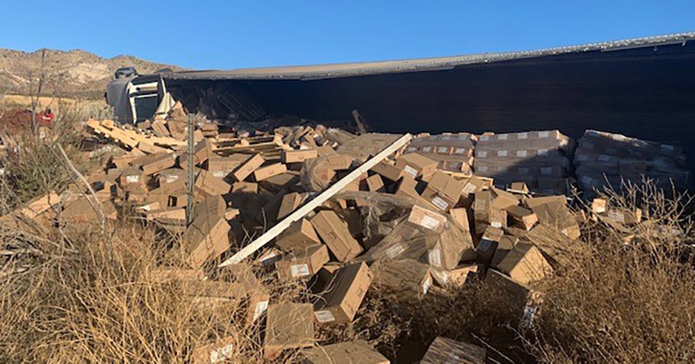 Big Rig Overturns, Spilling 50,000 Pounds Of Cookie Dough Near Cajon ...