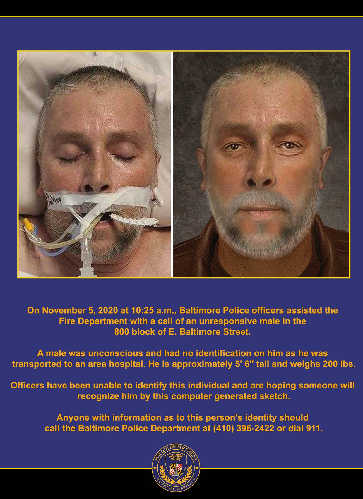 Baltimore Police Need Help Identifying John Doe - CBS Baltimore