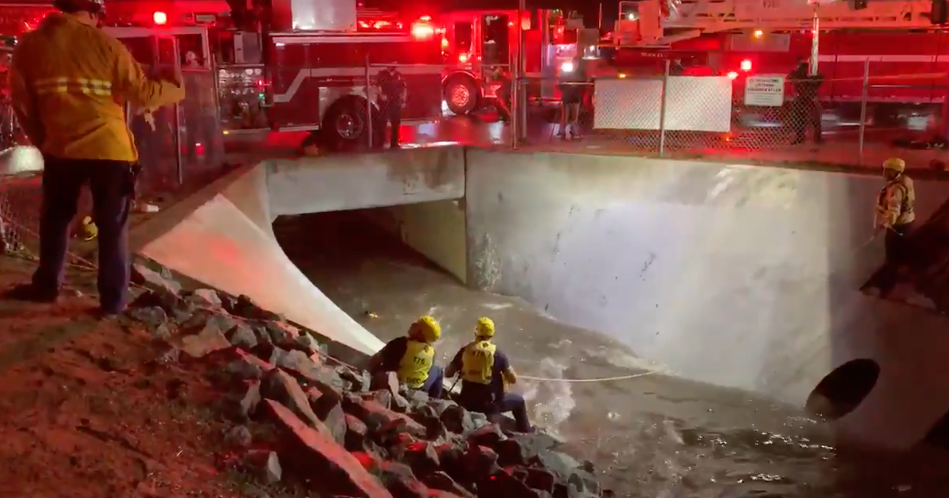 2 Rescued After Getting Trapped In Flood Control Channel During Storm ...