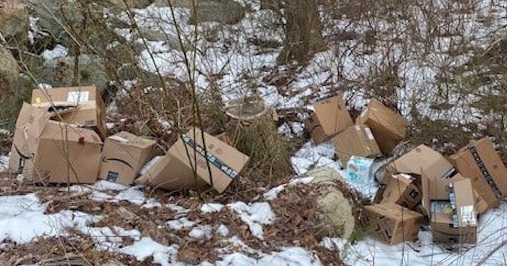Undelivered, Damaged Amazon Boxes Discovered In Plympton Woods - CBS Boston
