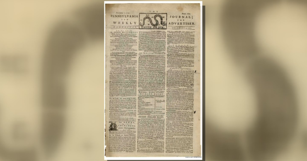 Pennsylvania Journal Newspaper Featuring Ben Franklin's 'Unite Or Die ...