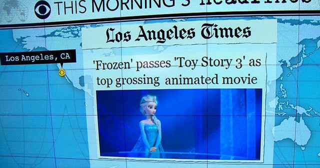 Headlines at 8:30: "Frozen" surpasses "Toy Story 3" as top-grossing ...