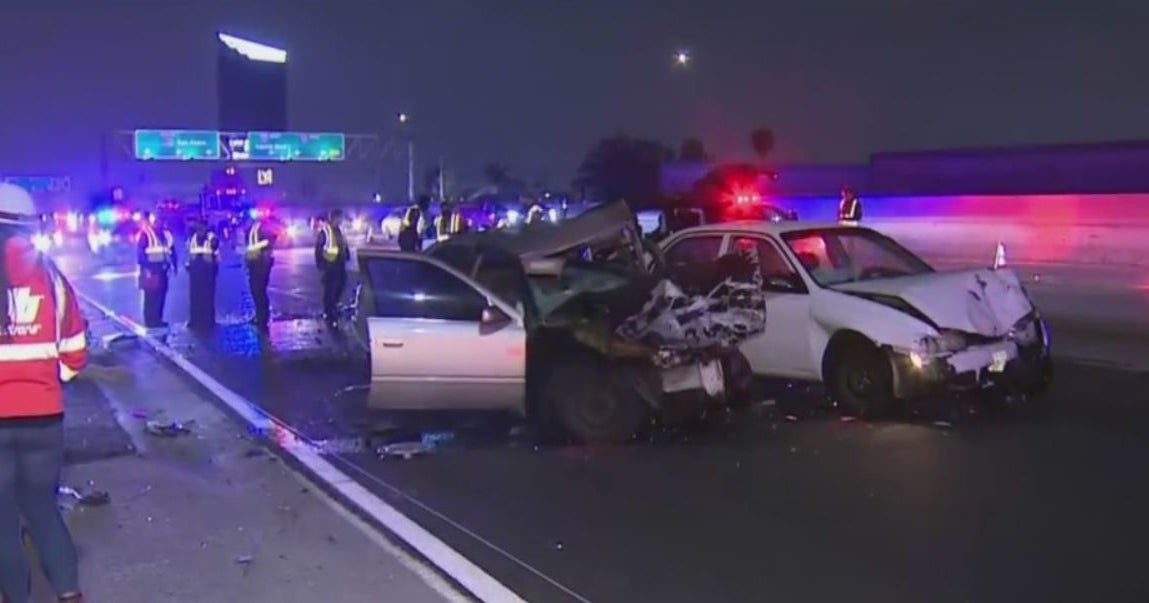 2 Killed In Wrong-Way Collision On 110 Freeway In Downtown LA - CBS Los ...