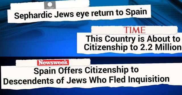 Spain offers citizenship to families of expelled Jews - CBS News