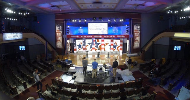 Watch the building of the Democratic debate stage - CBS News