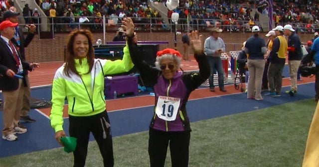 100-year-old runs 100 meter dash - CBS News