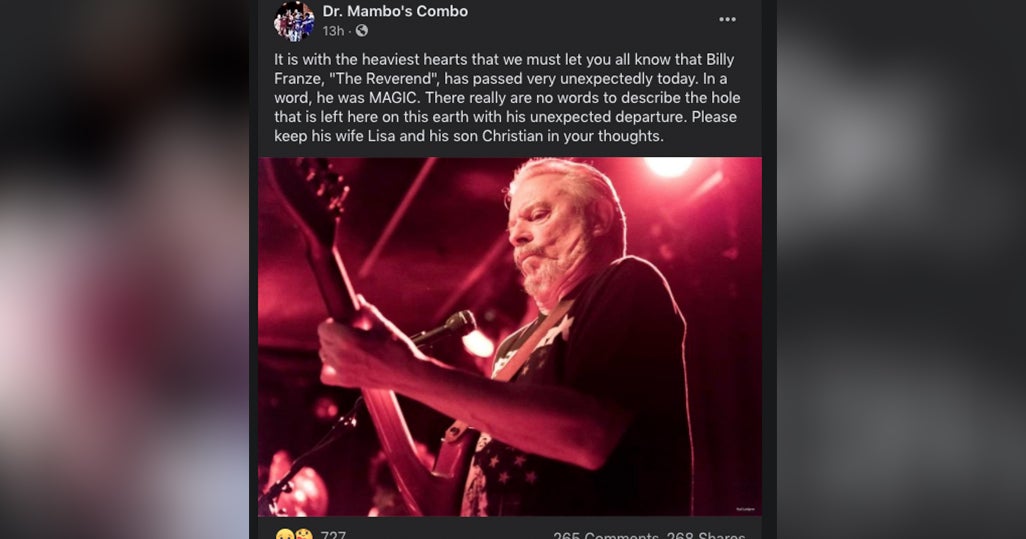 Local Music Scene Mourning Sudden Death Of Billy Franze of Dr. Mambo's ...