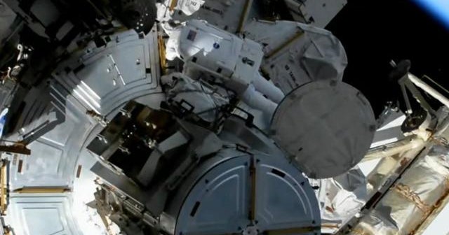 Astronauts install new solar panel on the International Space Station ...