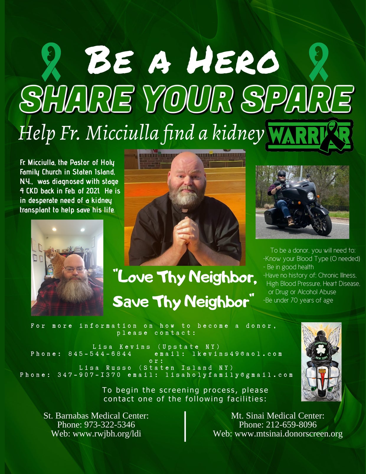 Staten Island Priest Rev. Angelo Micciulla In Dire Need Of A Kidney ...