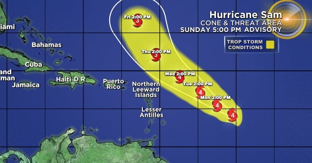 Small But Ferocious Hurricane Sam Strengthens Some More - CBS Miami