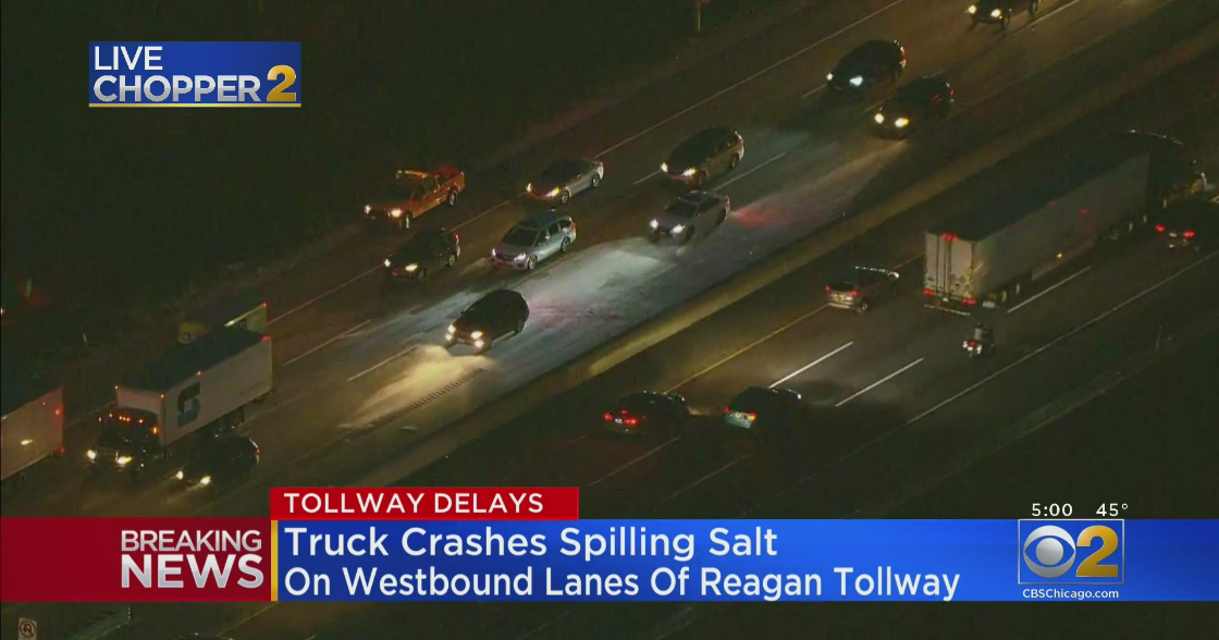 Truck Full Of Salt Crashes On I-88; One Person Seriously Injured - CBS ...