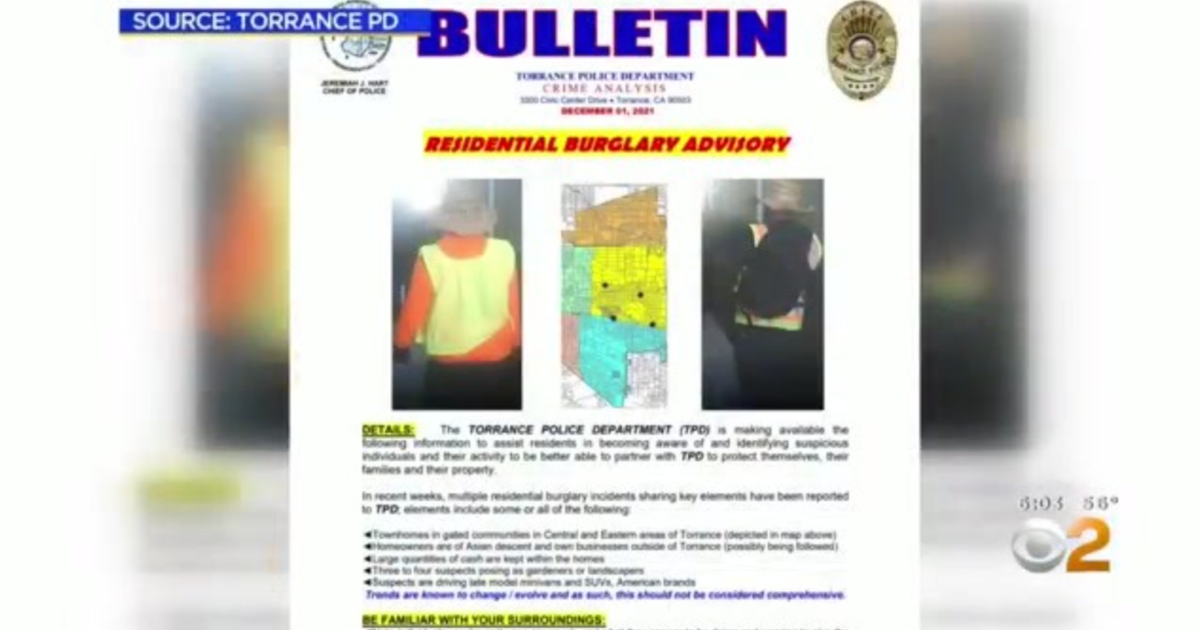 Torrance Police Issue Crime Alert Over Threat Of Robberies - CBS Los ...