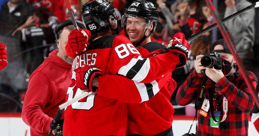 Hughes' Second Goal Gives Devils Wild OT Win Over Oilers - CBS New York