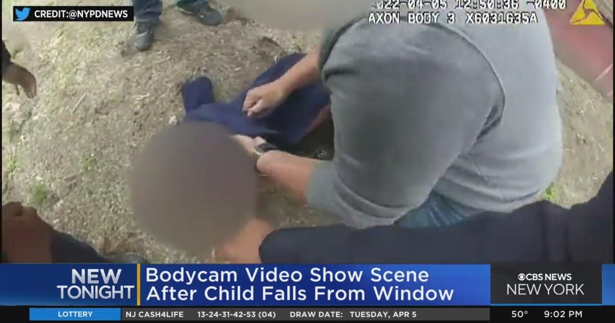 Body cam video shows scene after child falls from window - CBS New York