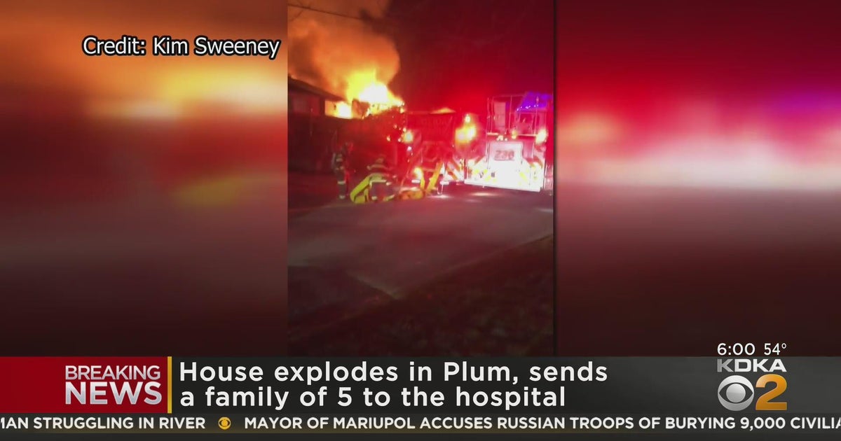 House explodes in Plum, sends a family of 5 to the hospital - CBS ...