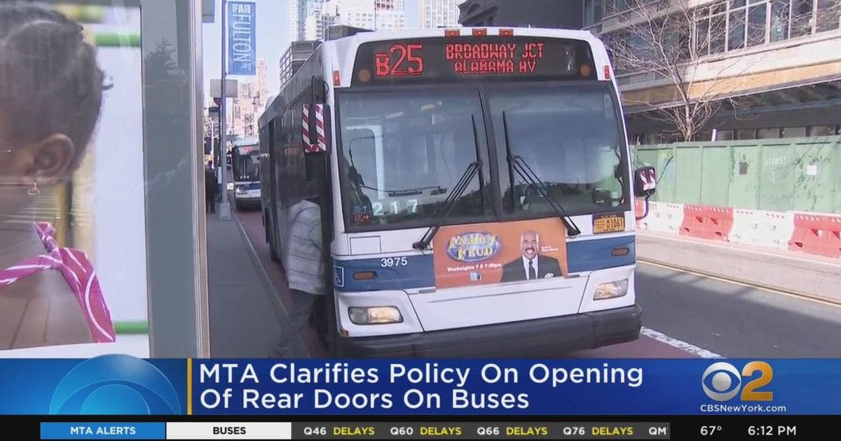 MTA clarifies policy on rear doors of buses - CBS New York