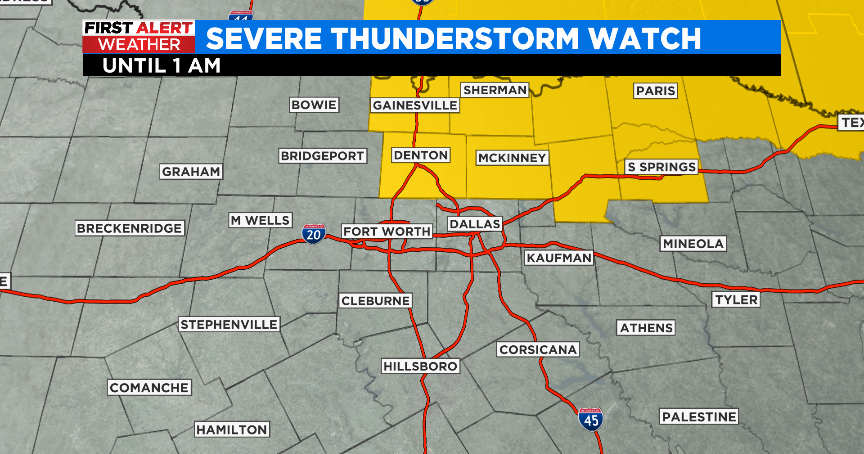 Severe thunderstorm watch for parts of North Texas until 1 a.m. - CBS Texas