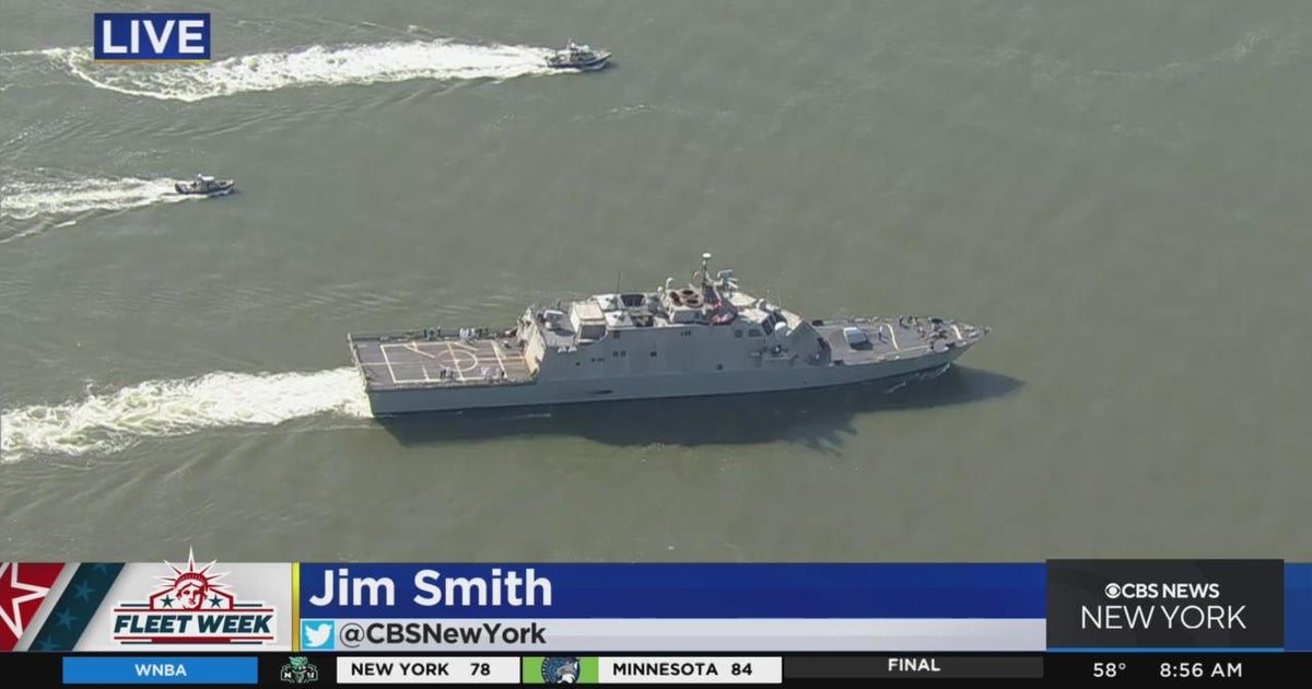 Chopper 2 over Fleet Week Parade of Ships - CBS New York
