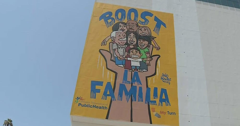 8-story tall mural along 110 Freeway urges Californians to "Boost La ...