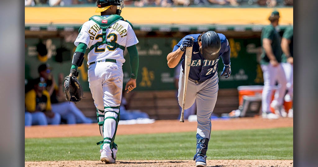Mariners score 2 in 9th on wild pitches, top A's - CBS San Francisco