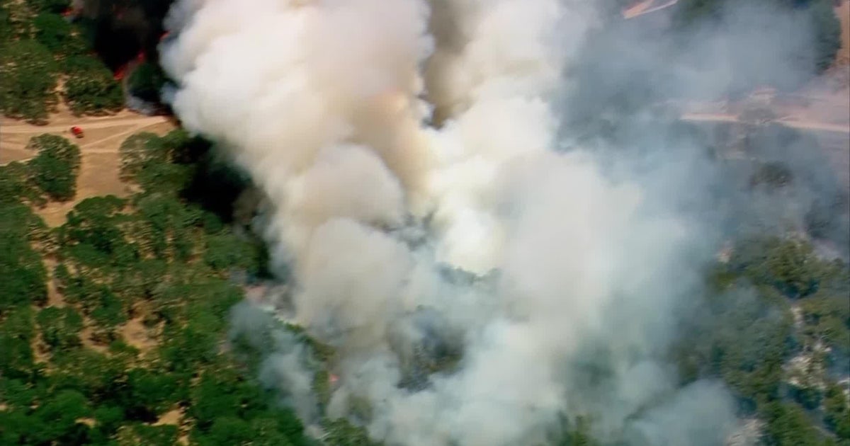 Raw Video: View above fire on Pleasanton Ridge - CBS San Francisco