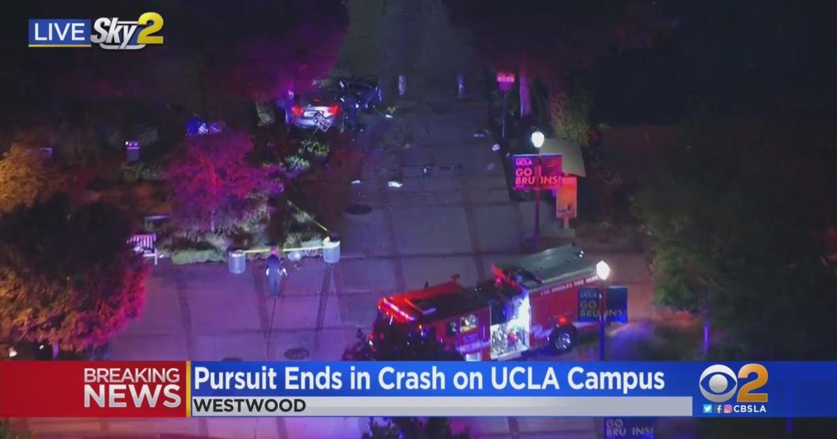 Four people injured after UCLA police pursuit ends in crash - CBS Los ...