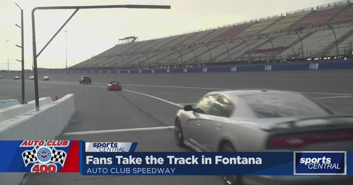 Fans take the track at Fontana Speedway - CBS Los Angeles