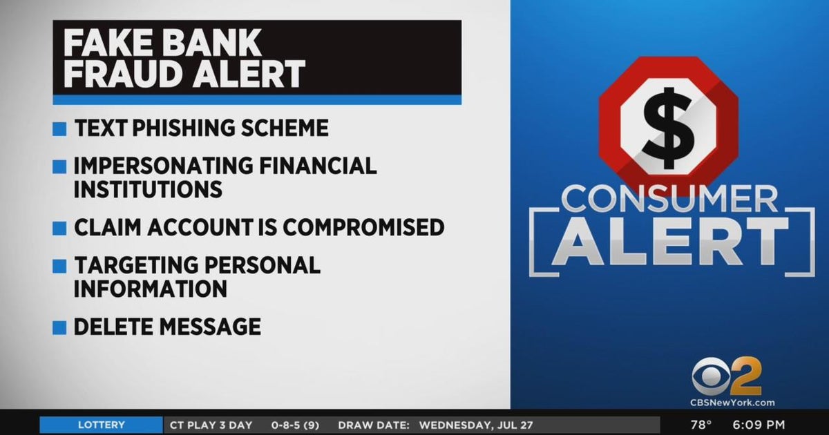 New York state issues alert about fake bank fraud texts - CBS New York