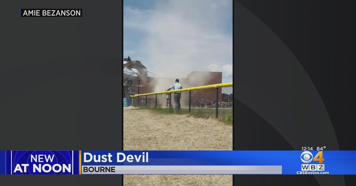 Dust devil tears up tent at Bourne softball field - CBS Boston