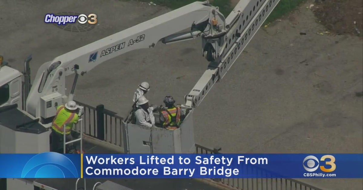 Workers lifted to safety from Commodore Barry Bridge - CBS Philadelphia