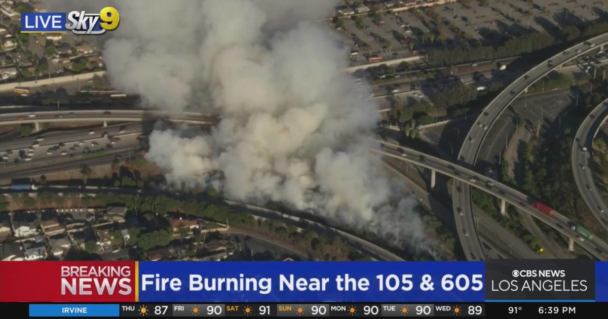 Fire near 105 and 605 Freeways in Norwalk prompts closures - CBS Los ...