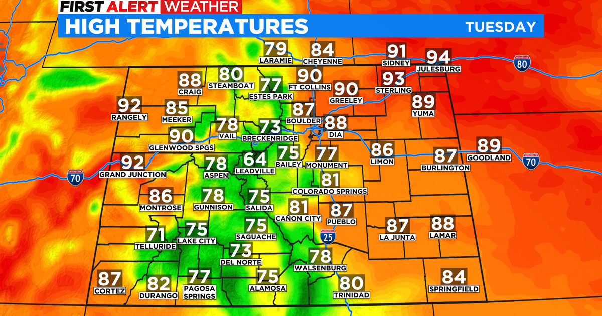 Warm Tuesday ahead with scattered mountain showers - CBS Colorado