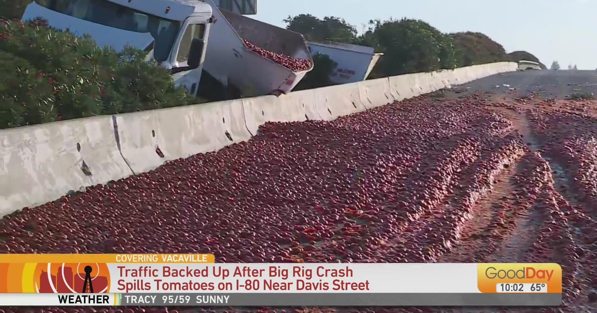 Crews still cleaning up mess after load of tomatoes spill on I-80 ...